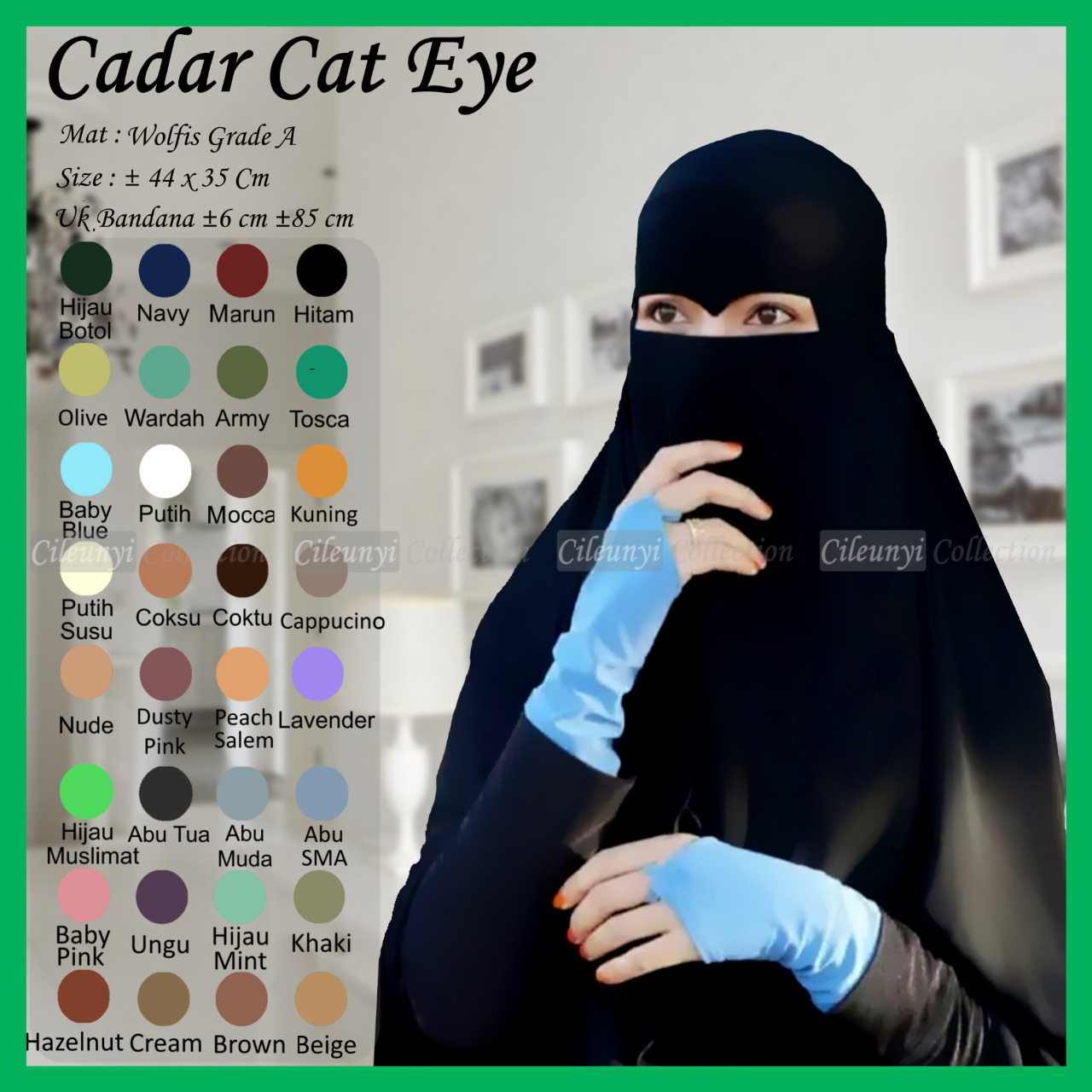 Cadar Niqab Bandana Cat Eye Woolpeach / Niqob Cat V Shapes / Cadar ...