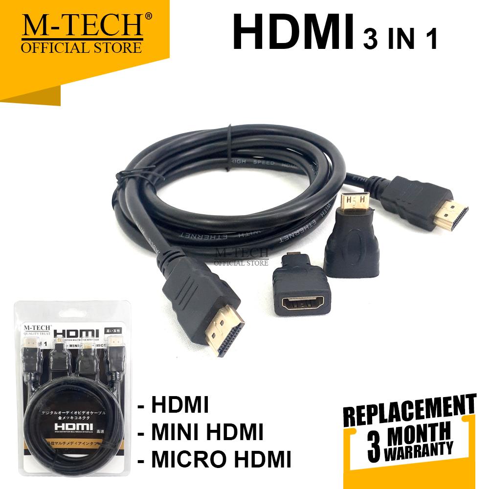 M-TECH ORIGINAL Cable HDMI 3 in 1 HDMI + MINI HDMI + MICRO HDMI ...