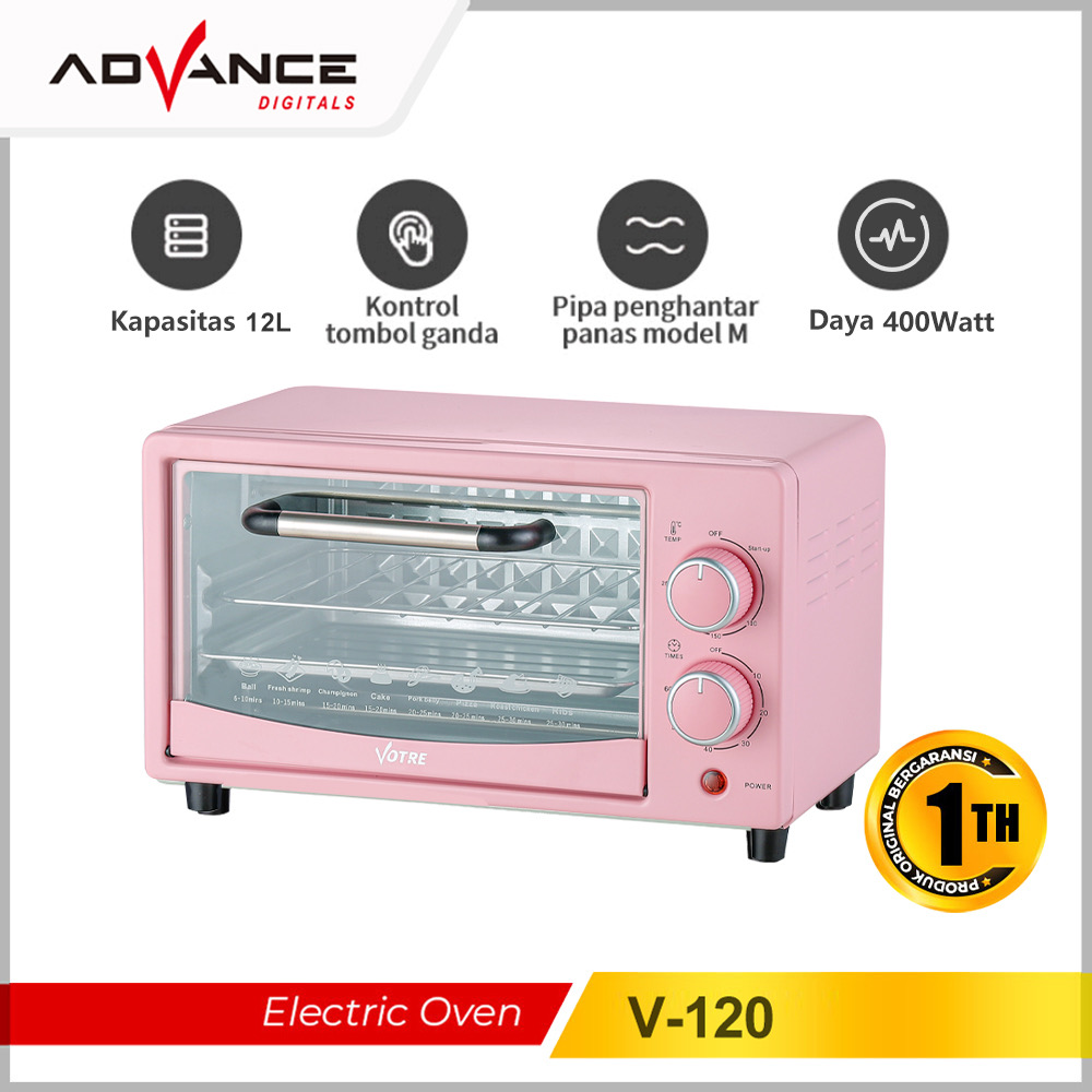 Oven Listrik VOTRE Tombol 12L Low Watt 400W Electric Oven Kue multi ...
