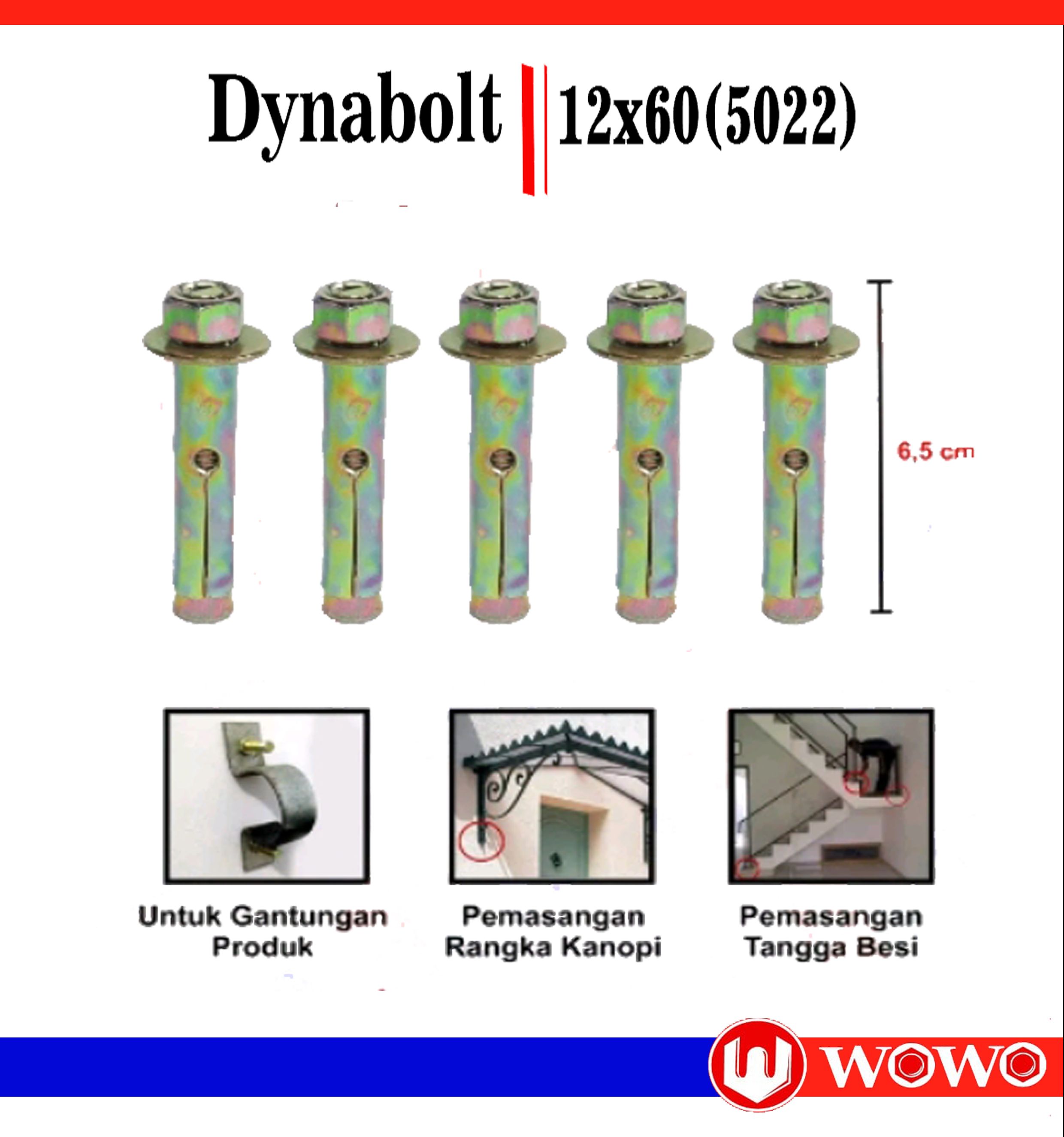 Dynabolt 12x60 MM WOWO (5022)Baut Beton/Dinabol M12/Dinabolt Pcs ...