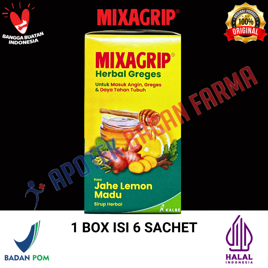 MXAGRIP Herbal GREGES BOX isi 6 Sachet / untuk Masuk Angin, Greges, dan ...
