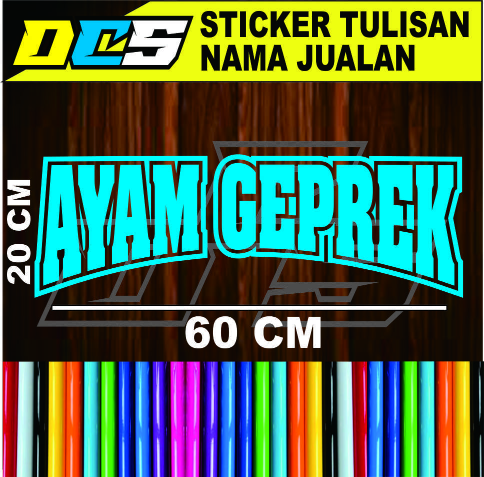 CUTTING STICKER TULISAN AYAM GEPREK STICKER TEMPELAN UNTUK NAMA JUALAN ...
