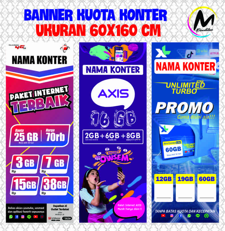 Banner Kuota Internet Konter - Ukuran 60x160 CM | Lazada Indonesia