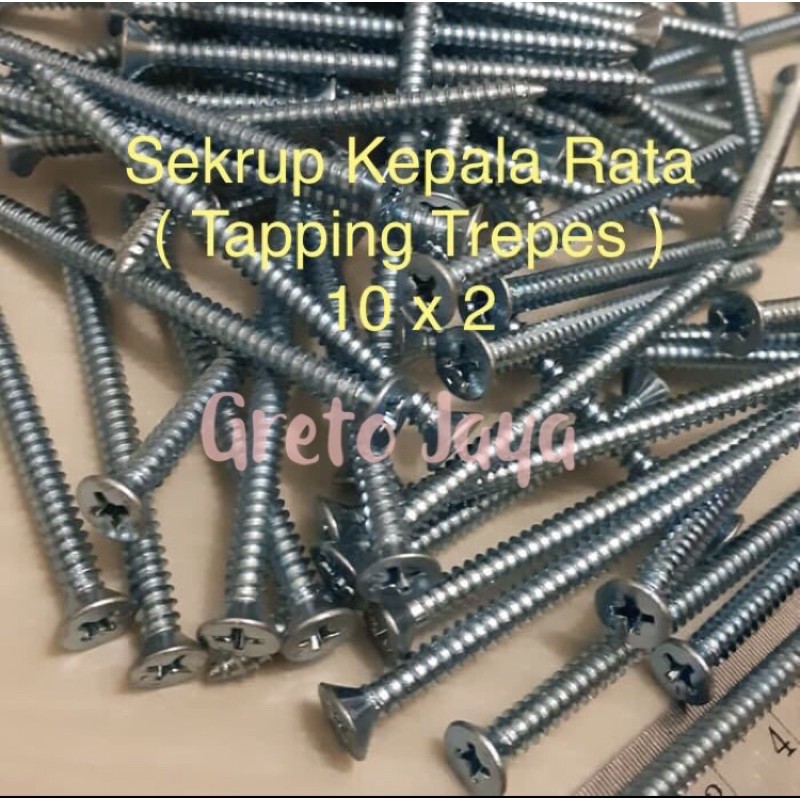 ( 10x2 50bj 5cm ) Sekrup Trepes 5 cm Aluminium Skrup Tapping 2” FH ...
