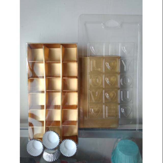 Paket cetakan coklat valentine mika cetakan coklat box coklat sekat ...