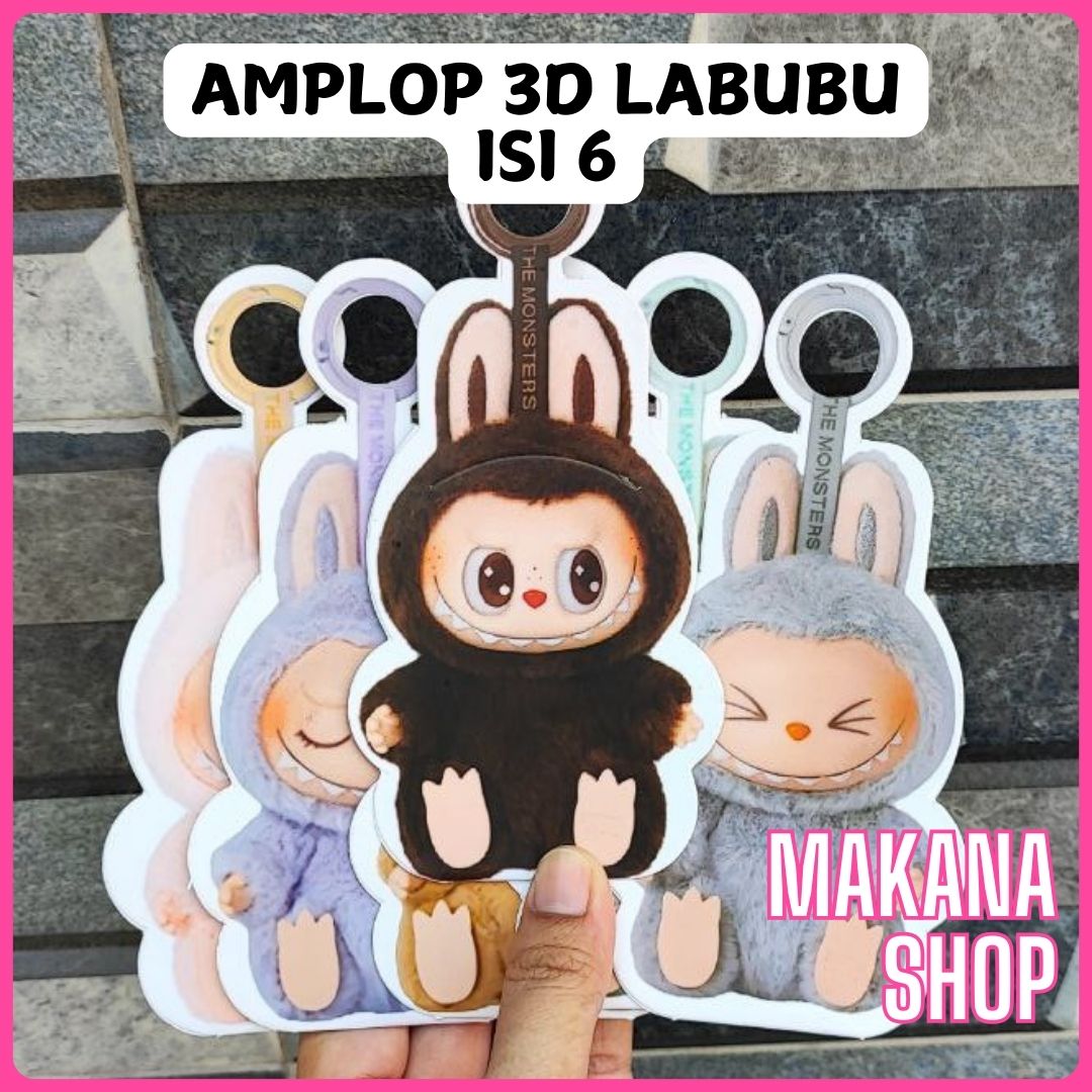 Amplop lebaran 3D karakter labubu lucu unik 2025 thr angpau idul fitri ...