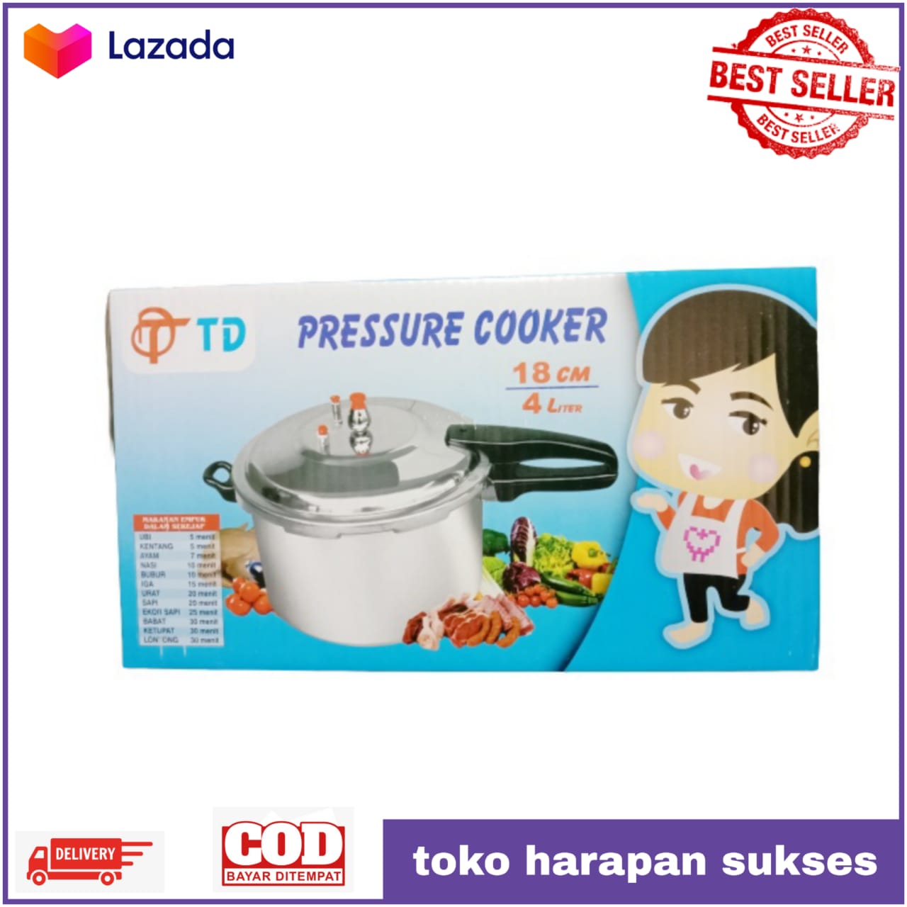 Panci Presto TD 18 Cm / Panci Presto 4Liter / Pressure Cooker | Lazada ...