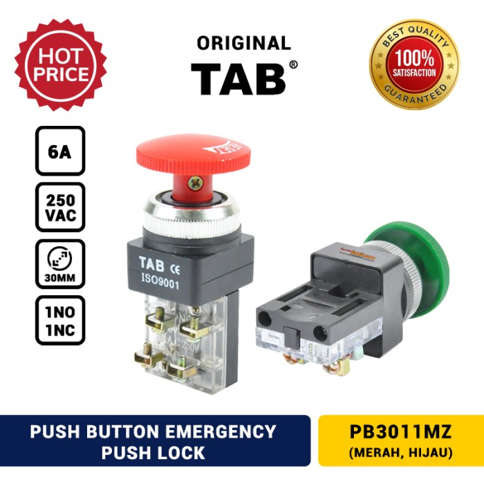 Emergency Push Button Push Lock TAB PB3011MZ | Lazada Indonesia