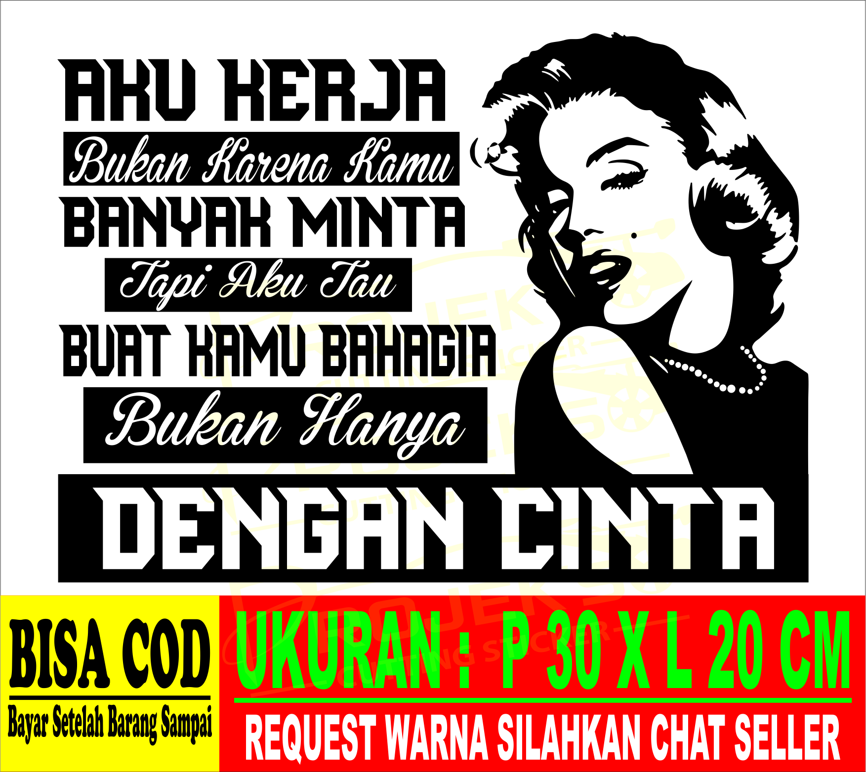 stiker mobil stiker kata kata aku kerja | Lazada Indonesia