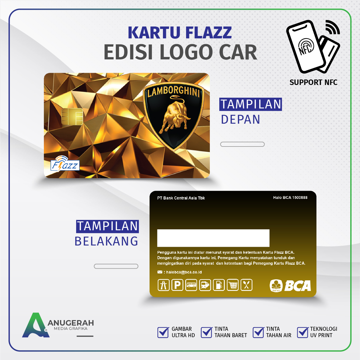Kartu Flazz BCA Gen 2 Edisi Motif Logo Premium Custom Print | Lazada ...