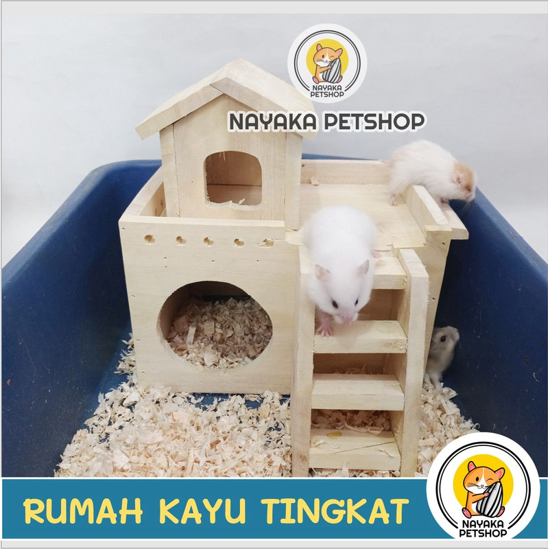 Rumah Hamster Kayu Tingkat Kandang Syrian Tupai Wooden Home House Sarang Hewan | Lazada Indonesia