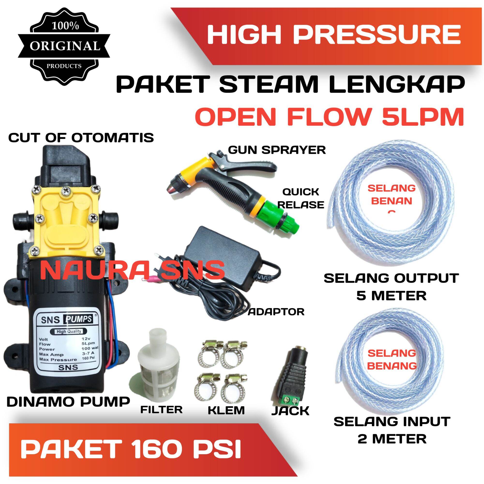 Alat Cuci Steam Motor Tekanan Tinggi Portable Pompa Dc 12v 160 psi ...