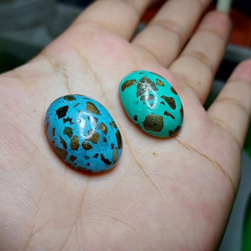 BATU AKIK PIRUS KOMPOSITE BADAR PERAK HIJAU BIRU | Lazada Indonesia