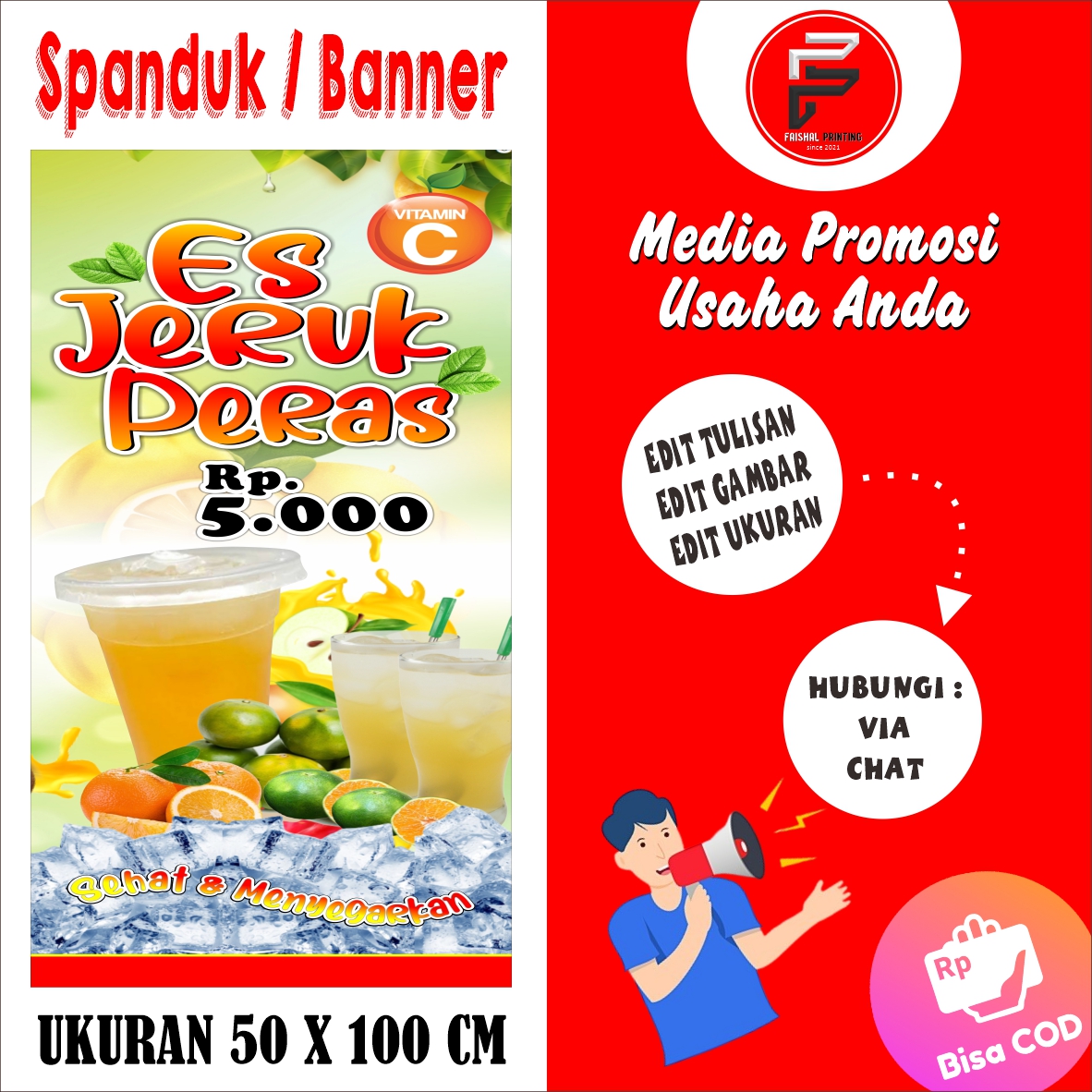 Spanduk Es jeruk peras / Banner Es Jeruk Peras / Banner Ukuran 50 x 100 ...