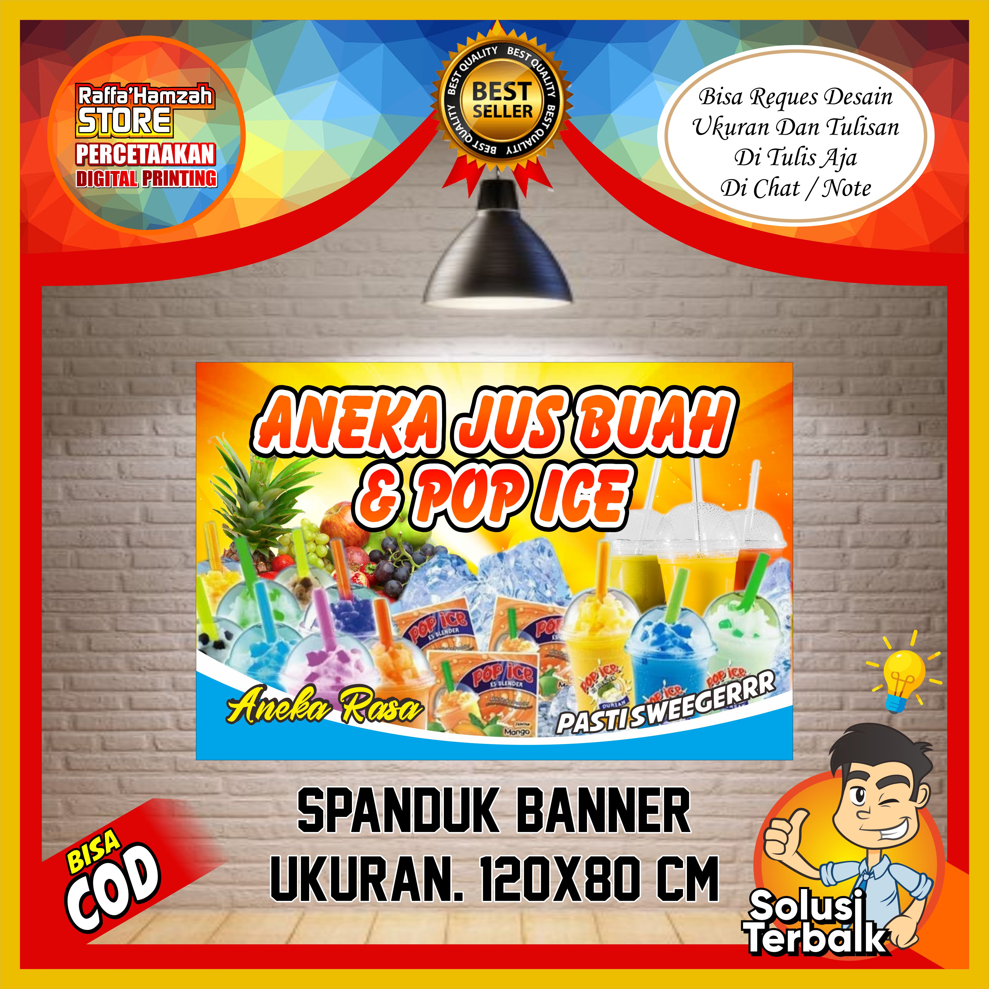 Cetak spanduk, banner, backdrop aneka jus buah & pop ice ukuran 80 x ...