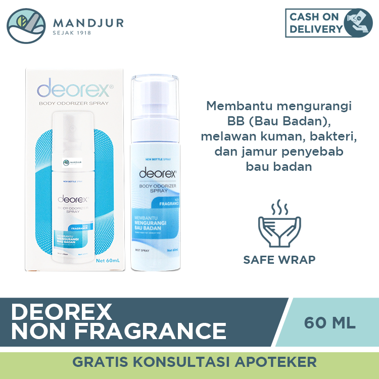 Deorex Body Odorizer Spray Non Fragrance 60 mL - Deodoran Spray ...