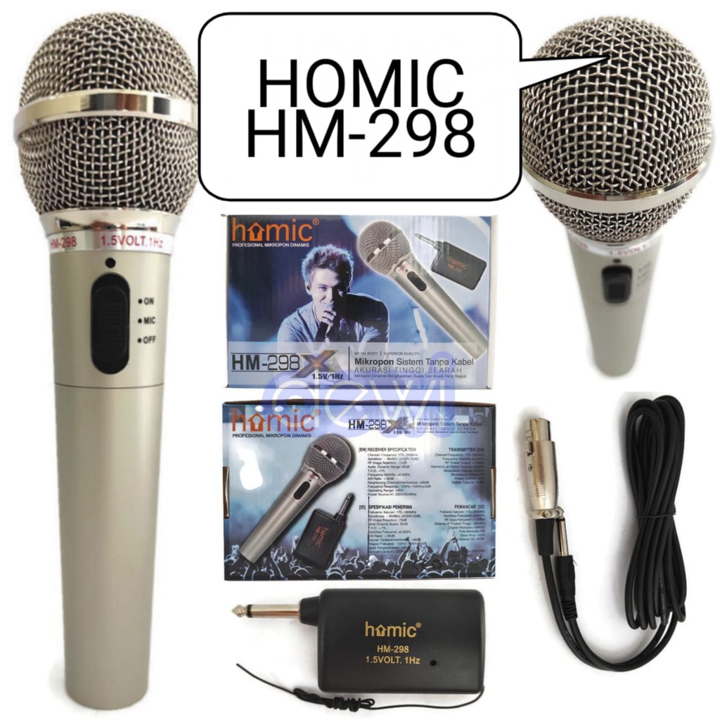 Homic Microphone HM-298 Mic Karaoke Wireless Dan Kabel | Lazada Indonesia