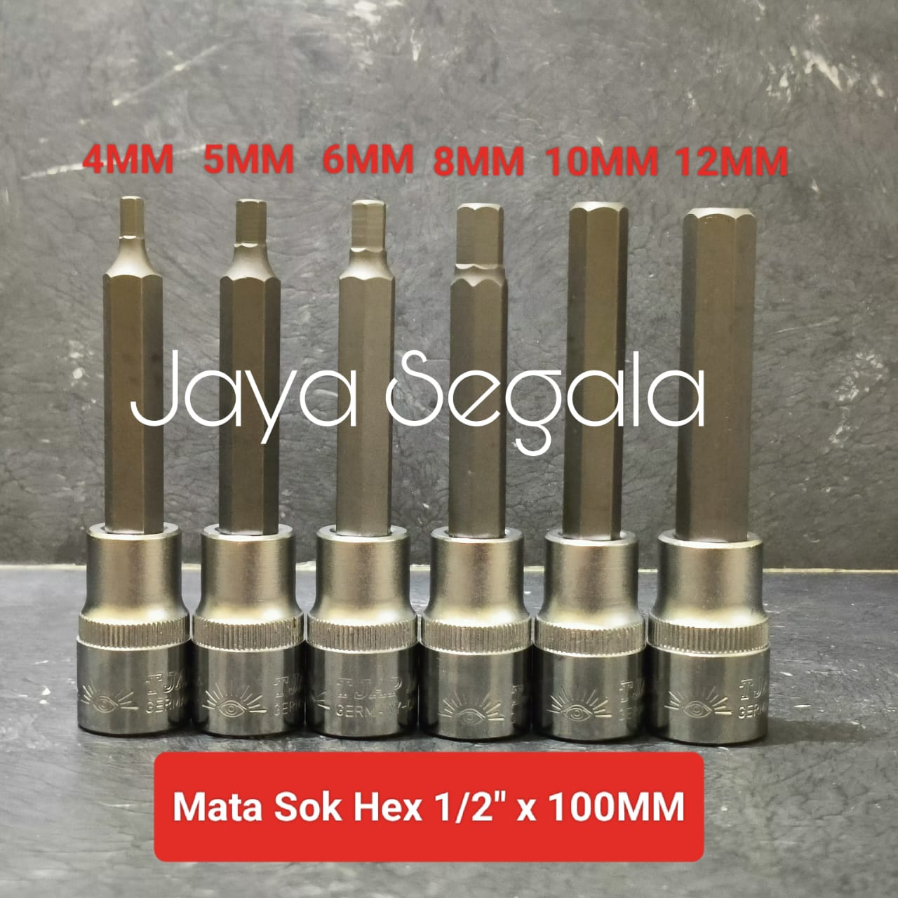 Mata kunci sok Hex bit L 1/2" DR 4-5-6-8-10-12 MM x 100 MM Tjap Mata ...