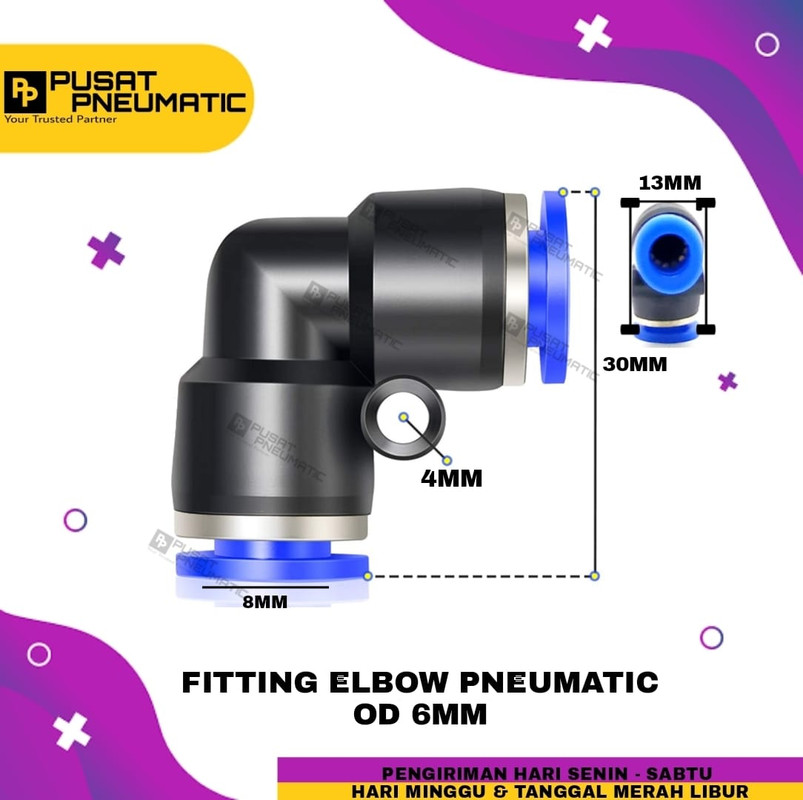 PV 6 Nepel Angin Fitting Pneumatic Elbow Selang ke Selang 6mm MPV 6 | Lazada Indonesia