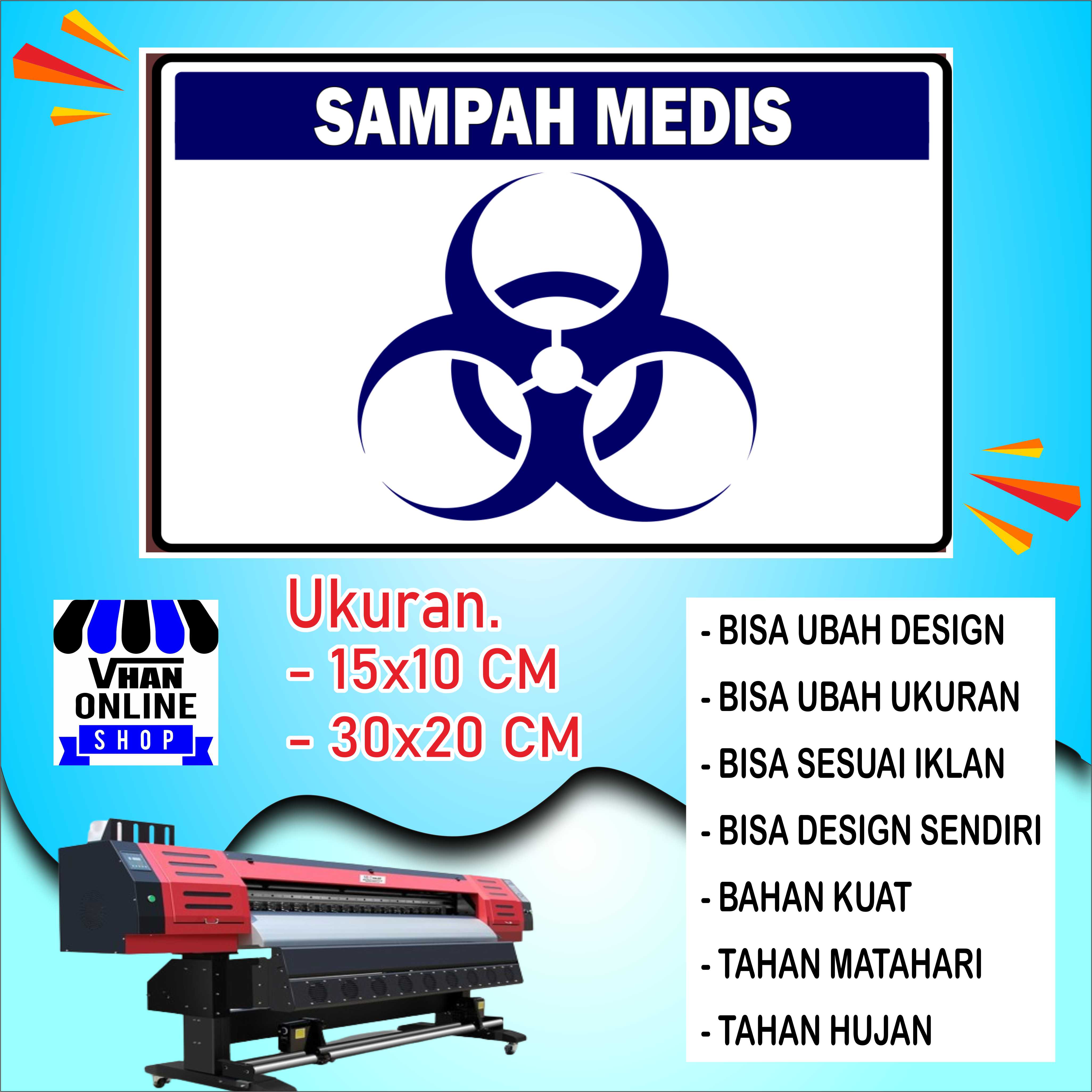 Cetak Stiker Tempelan Tempat Sampah Medis Bahan Tahan Air Biru | Lazada ...