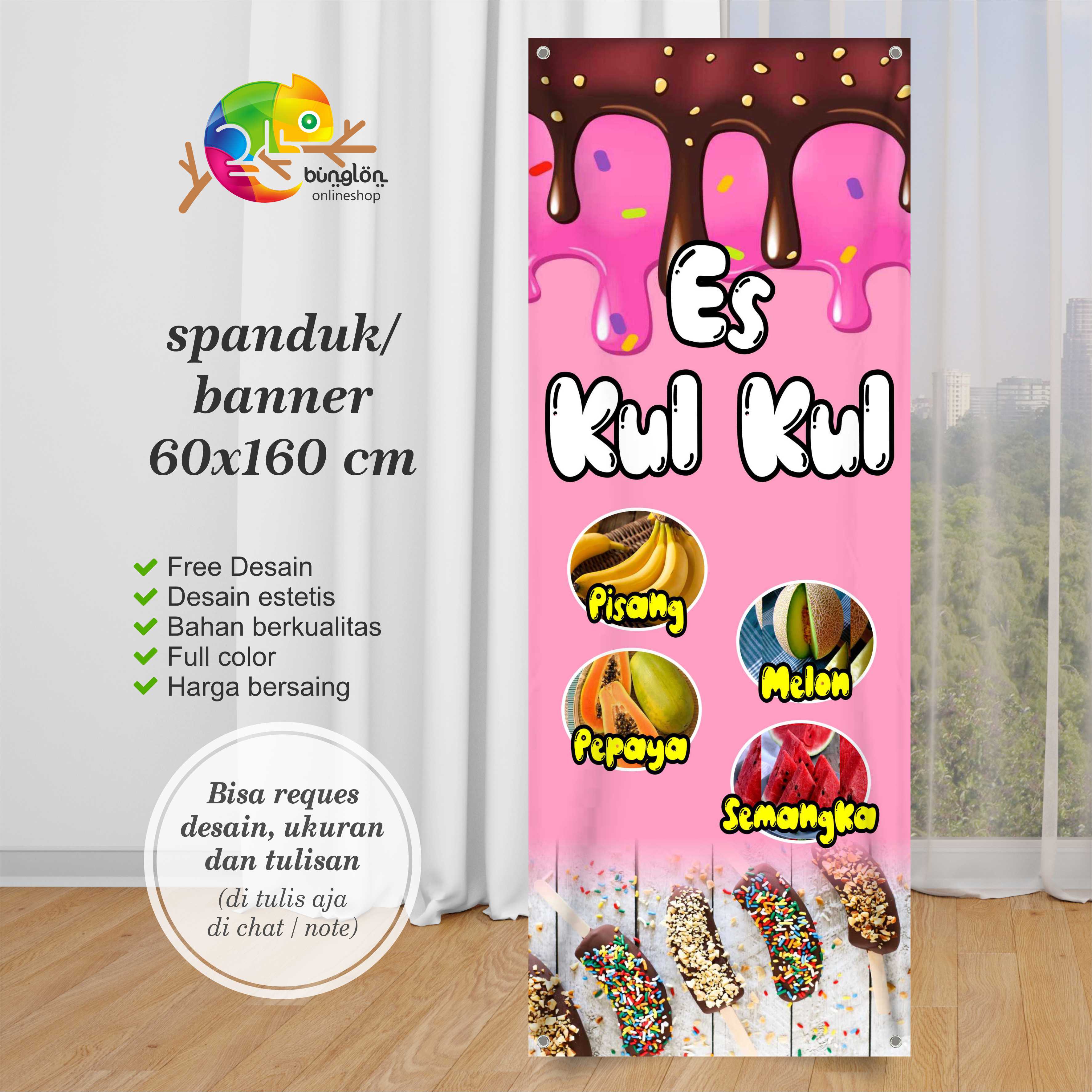 Size 60x160 Cm, Spanduk Banner Es Kul-Kul Bisa Request | Lazada Indonesia