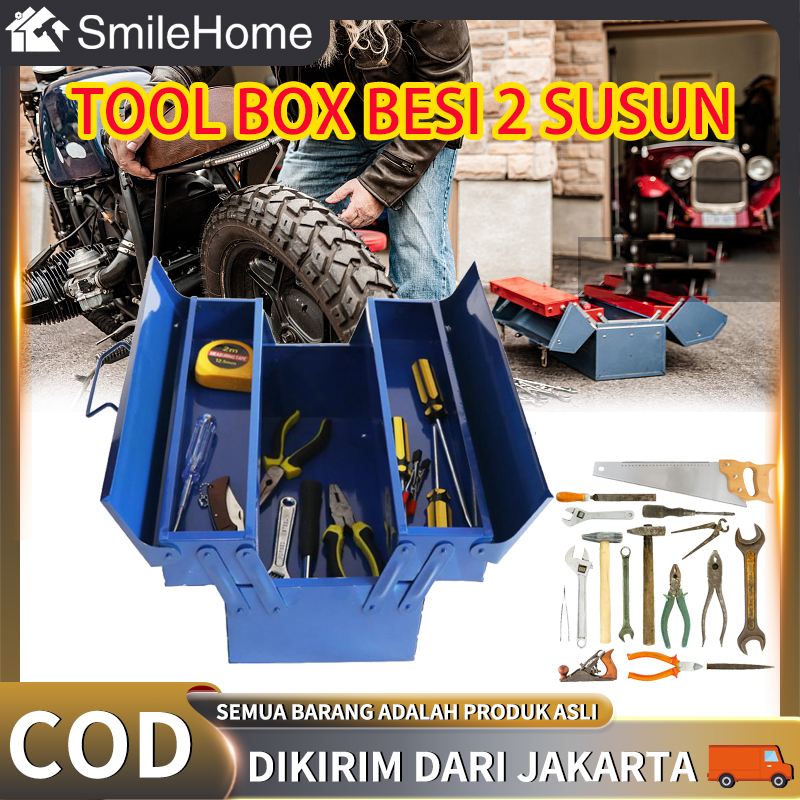Tool Box Besi 2 susun Tempat Perkakas Kerja / Biru - Kotak Perkakas ...