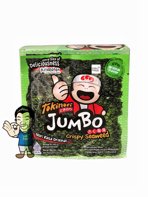 Tokinori Jumbo Crispy Seaweed Snack- Cemilan Rumput Laut Nori 4 g x 12 ...