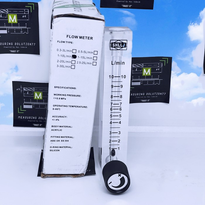 rotameter Flow Meter Udara Oksigen 0-10 LpM flowmeter rota meter ...