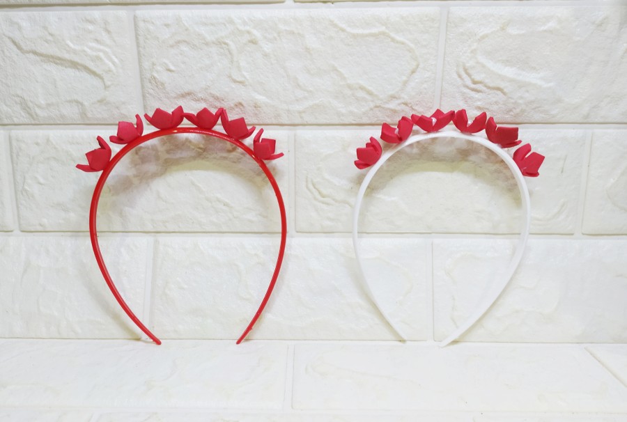Bando Mawar merah putih - Bando Cantik Ekslusif Handmade - Putih ...