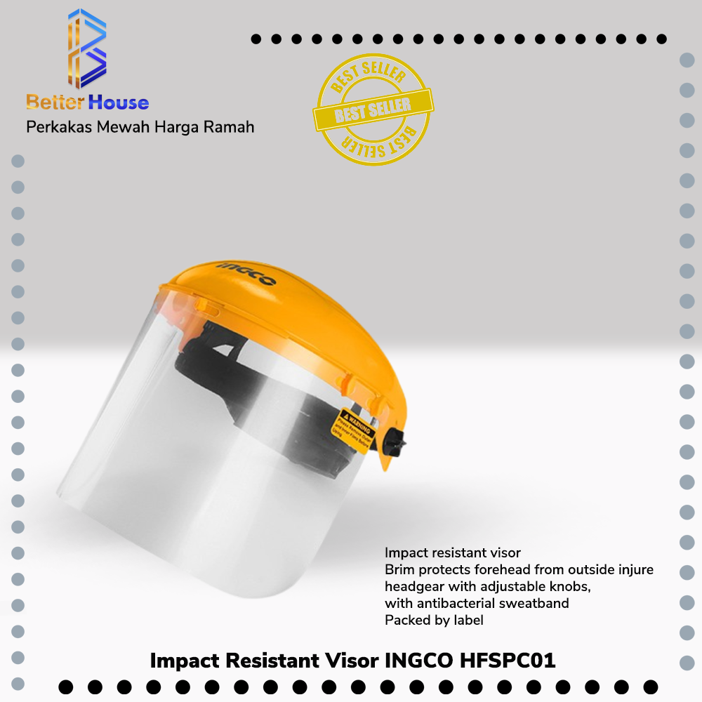 Impact Resistant Visor INGCO HFSPC01 Safety Mask Face Shield Kedok ...