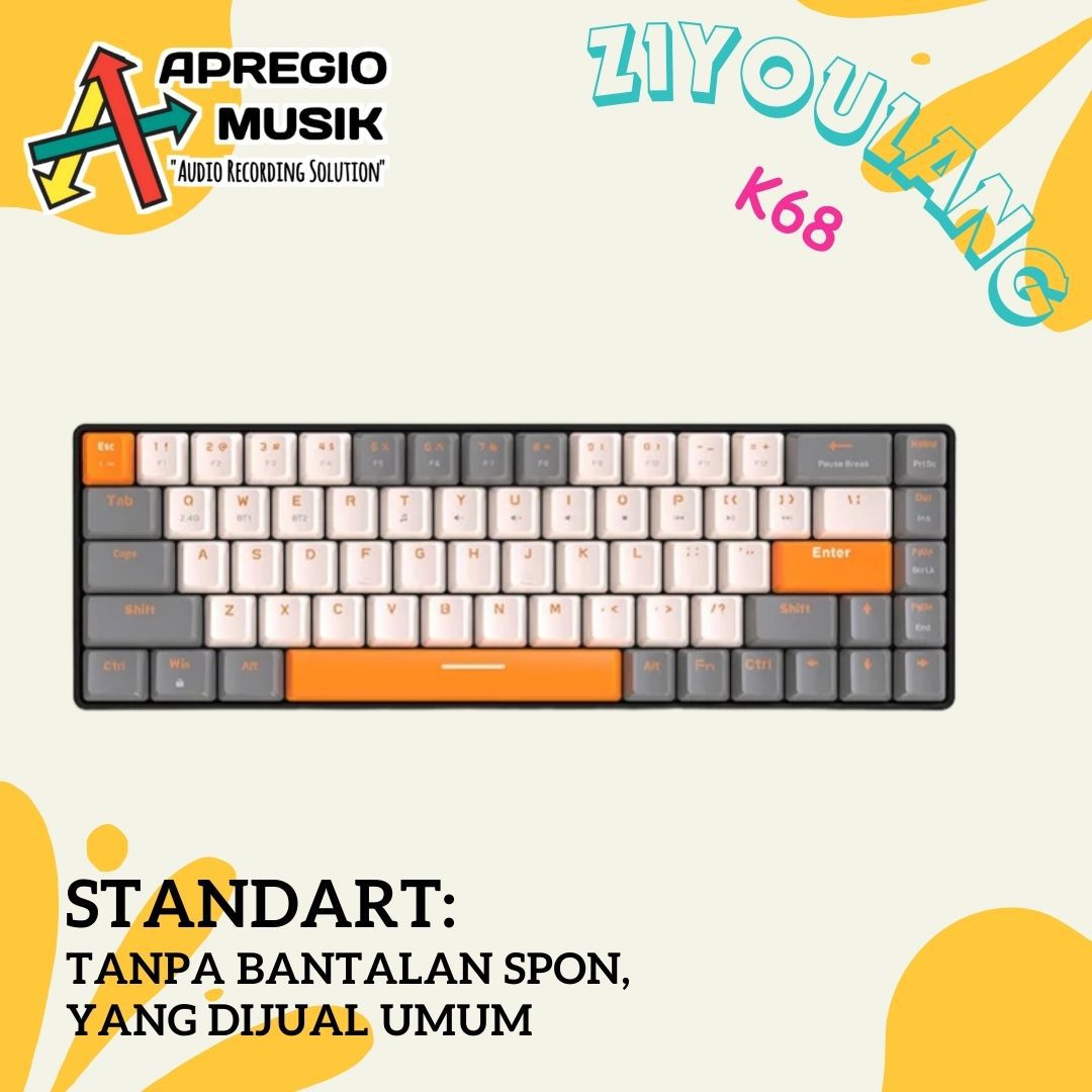 Ziyoulang K68 Keyboard Mechanical Gaming Wireless Bluetooth 2.4G modif ...