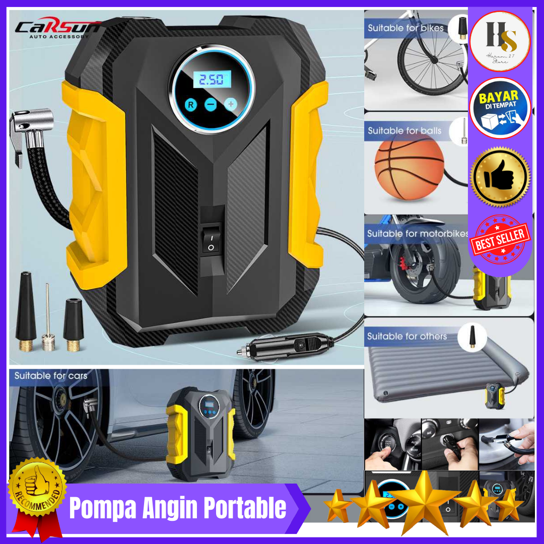 COD CARSUN Pompa Ban Portable Air Compressor Inflator Pump 150 PSI ...