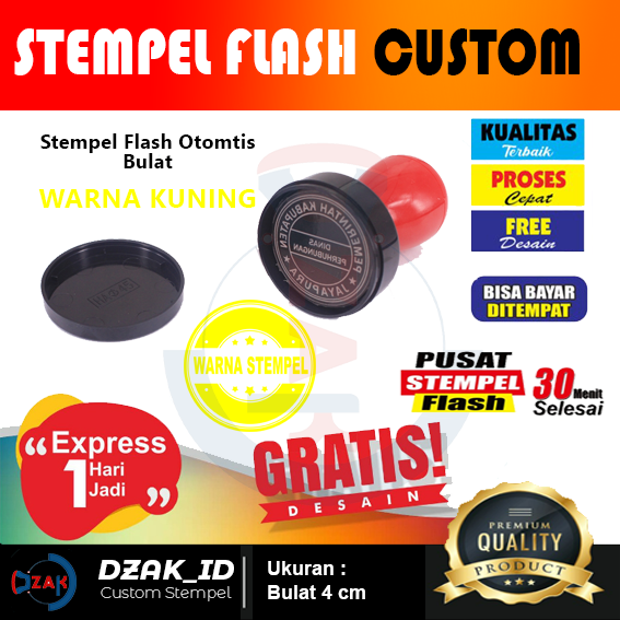 Stempel Otomatis Custom Bulat Ukuran 4 cm / Stempel Kantor / Stempel ...