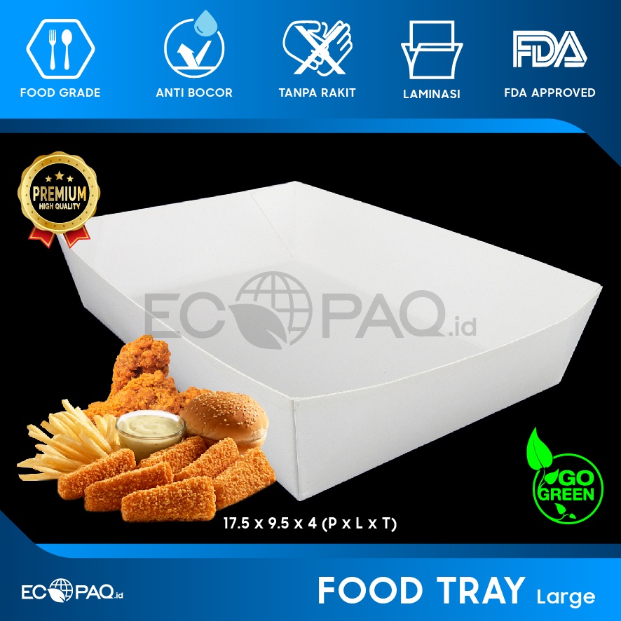 Food Tray - Paper Tray - PUTIH POLOS (50 pcs) | Lazada Indonesia
