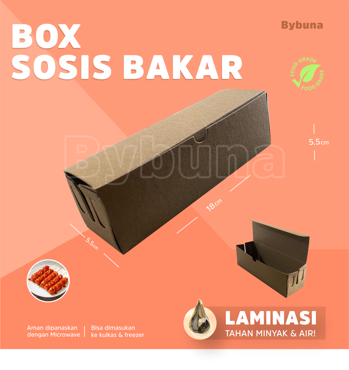 DUS BOX SOSIS BAKAR ( PAKET 1KG ISI 75 PCS ) KRAFT LAMINASI | Lazada ...