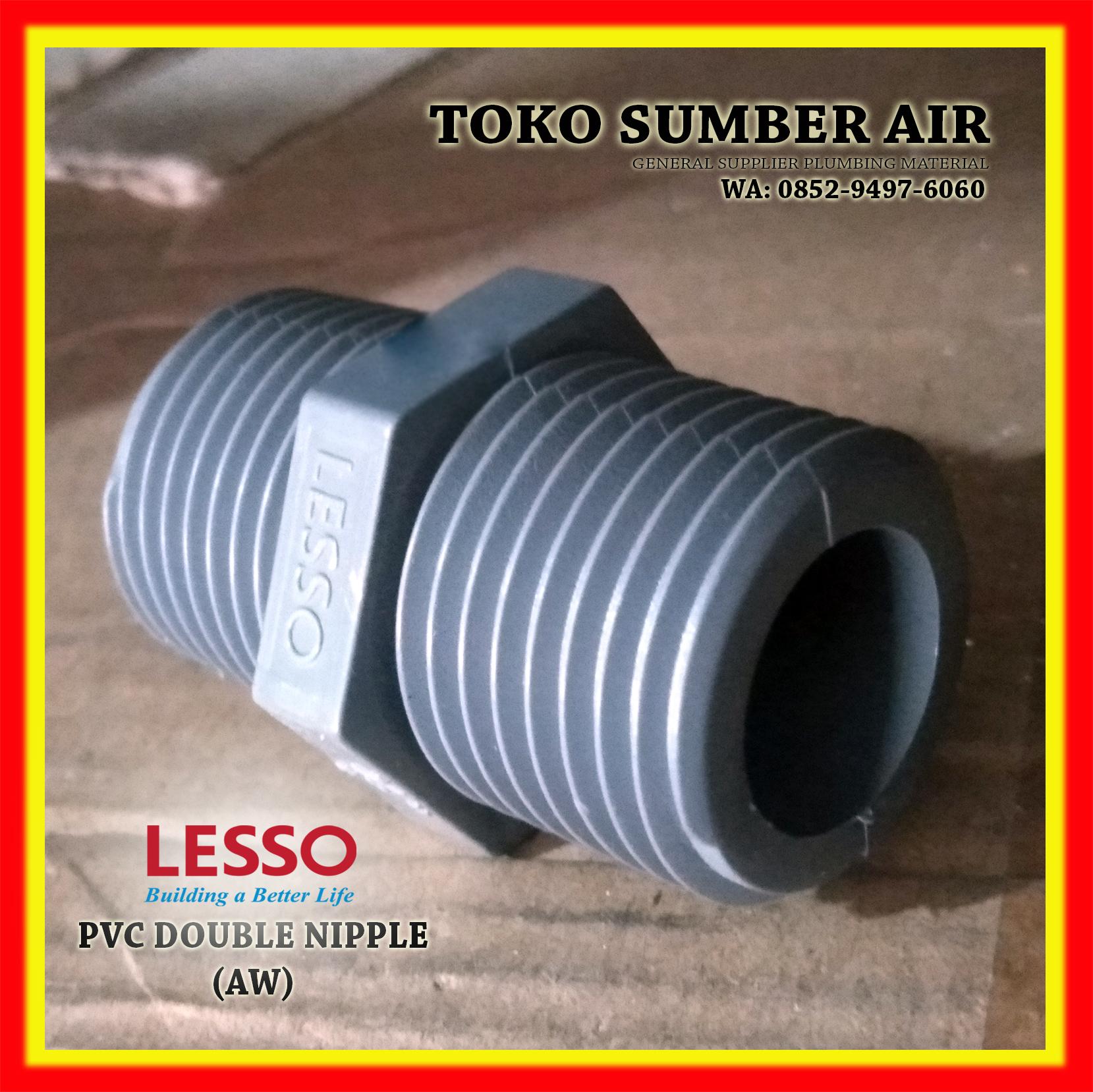 PVC DOUBLE NIPPLE 1/2 INCH per 50 Pcs - AW - MERK LESSO | Lazada Indonesia