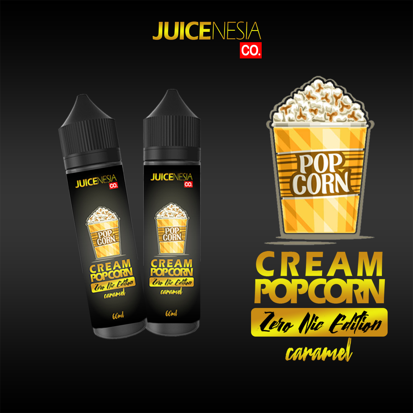 Liquid JUICENESIA Rasa CREAM POPCORN CARAMEL 60 mL | Freebase | Untuk ...