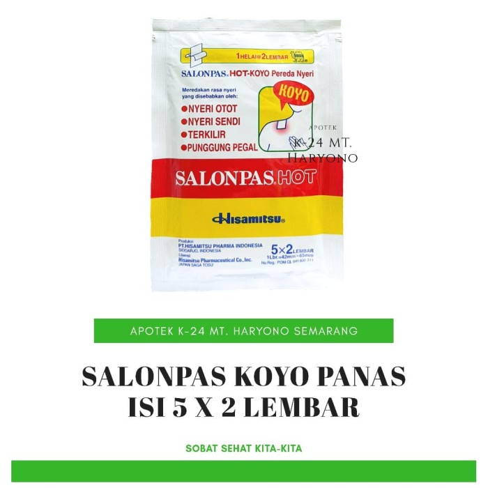 Salonpas Koyo Panas Hot Merah Isi 5 x 2 Lembar / Koyo Pereda Nyeri Otot ...