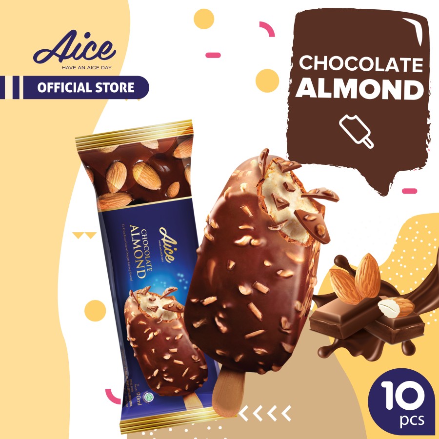 Aice Ice Cream Chocolate Almond isi 10 pcs eskrim | Lazada Indonesia