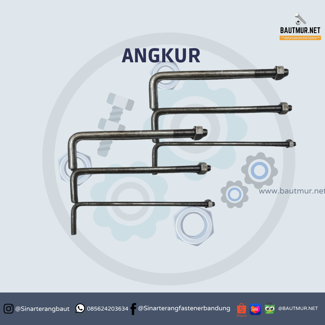 (BISA COD) Baut Angkur L ST41 3/4" x 40cm (19mm x 40cm) plus mur - Besi ...