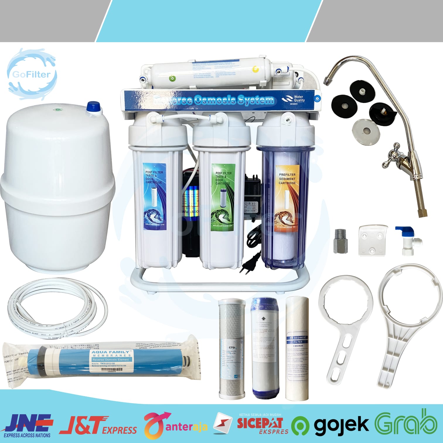 MESIN FILTER AIR MINUM UNDERSINK RO 100 GPD AQUAYULAN 5 STAGE / STEP ...
