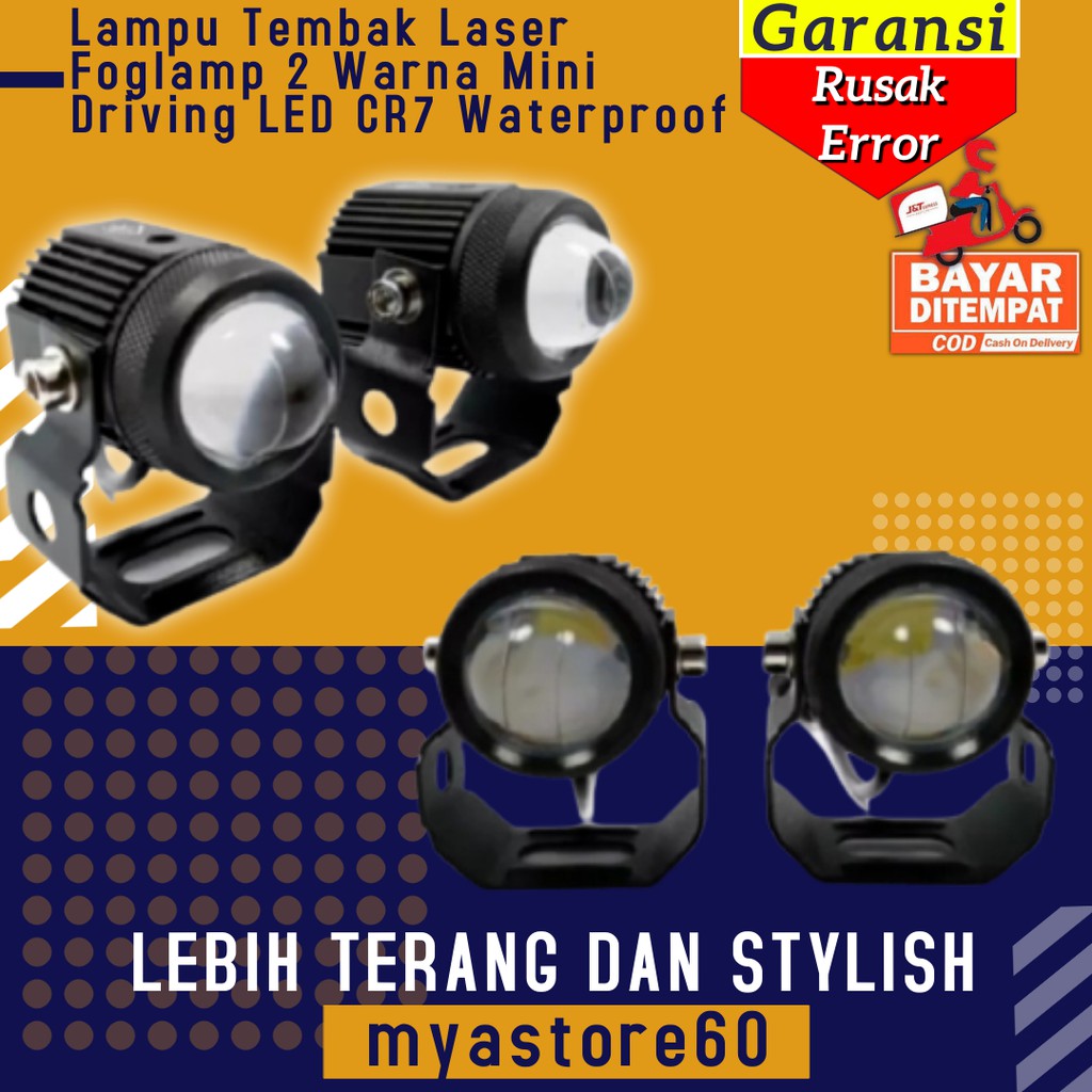 Lampu Tembak Laser Foglamp 2 Warna Mini Kecil Driving LED CR7 ...