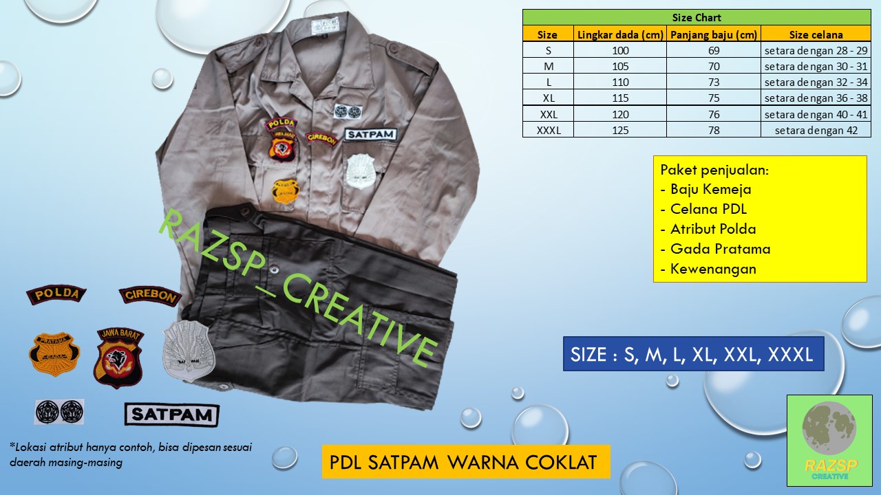 Seragam setelan PDL Satpam warna krem dan coklat | Seragam setelan PDL ...