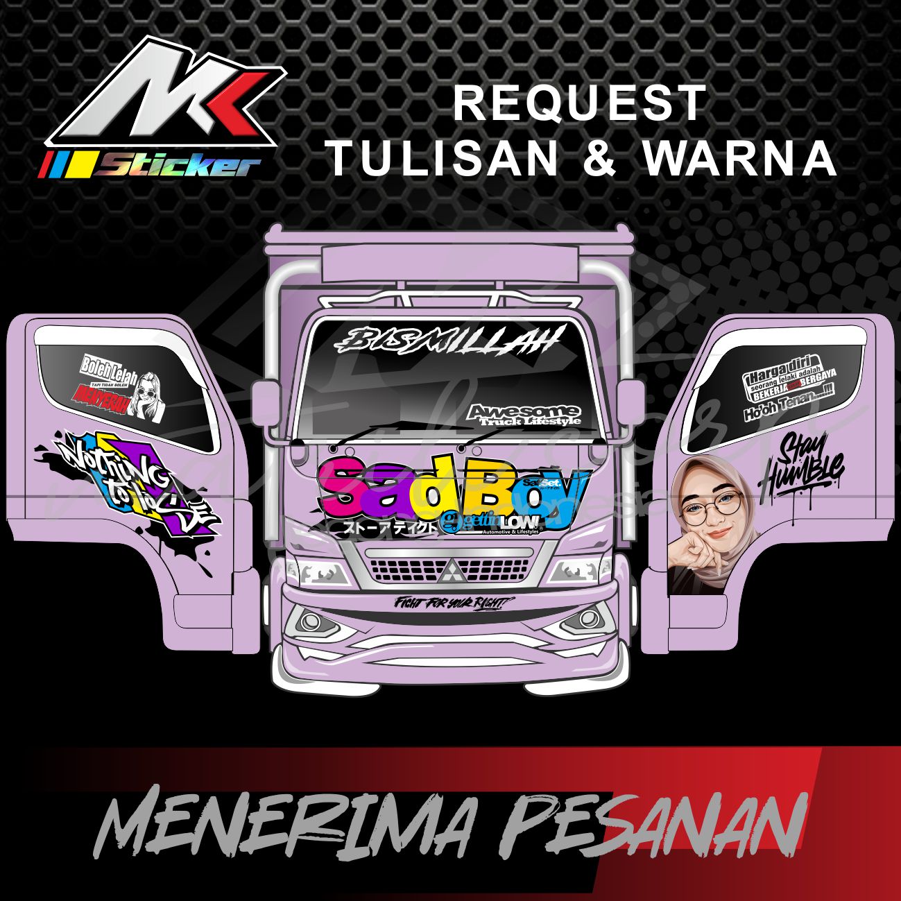 [NON COD] STIKER DECAL FULL TRUK CANTER SADBOY THREE BOYS STIKER TRUK ...