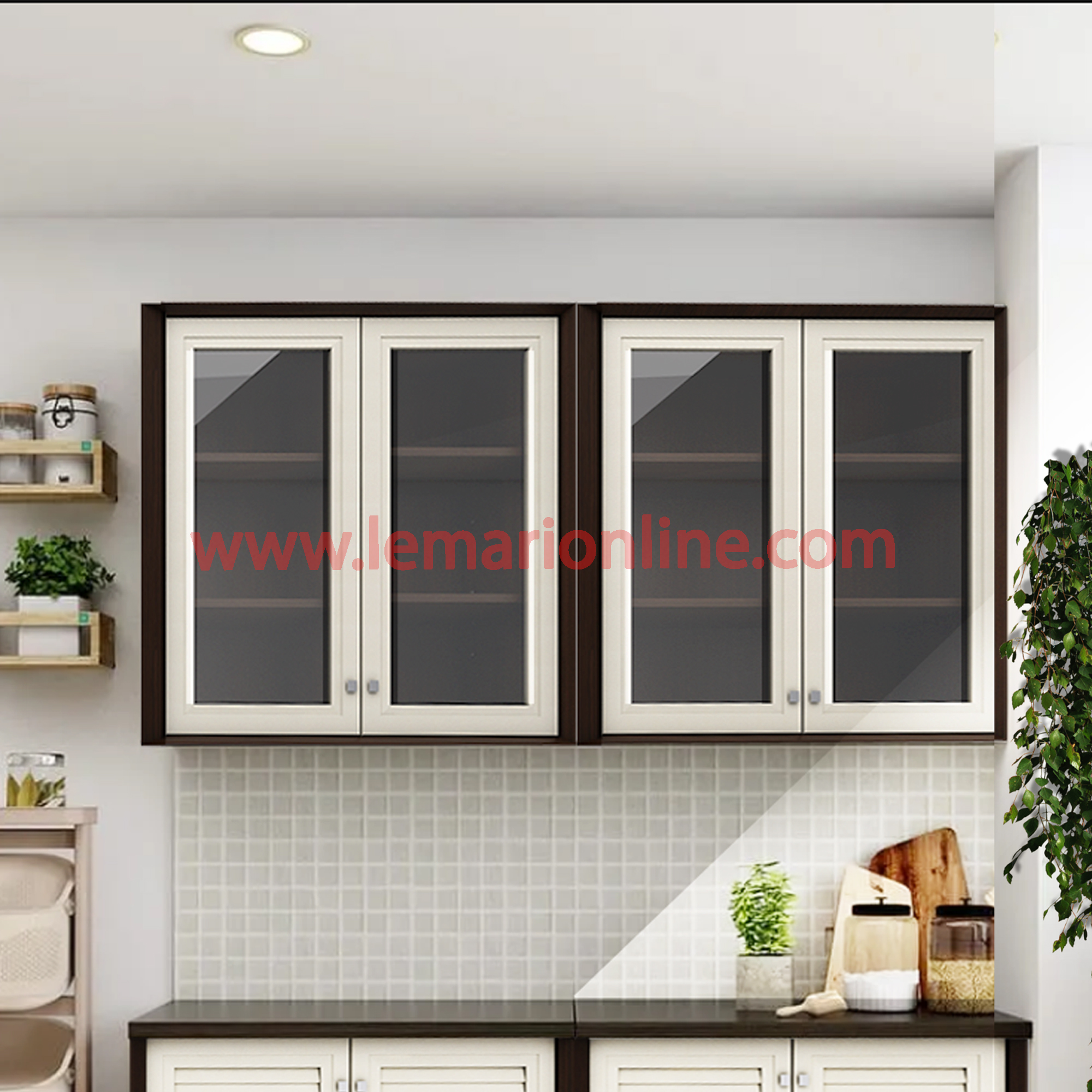 Rak Buffet Dapur 2 Pintu Kaca (Graver Furniture) | Lazada Indonesia