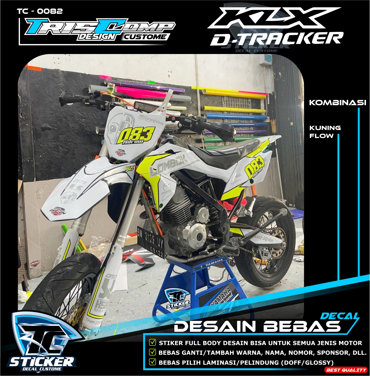 Sticker Kombinasi Decal Dtracker / Motor KLX Fullbody Kombinasi Kuning ...