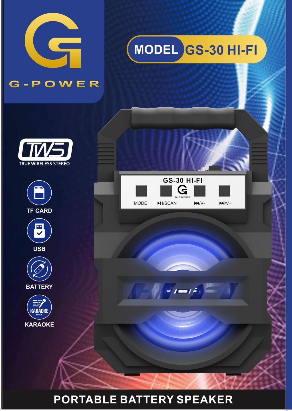 GPOWER SPEAKER PORTABEL WIRELLES SPEAKER GS-30 HIFI - STEREO BT ...