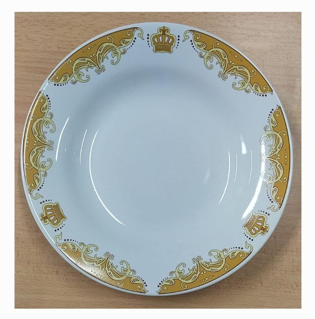 Piring Keramik Motif Mahkota Emas Ukuran 8 Inchi / Piring Makan atau ...