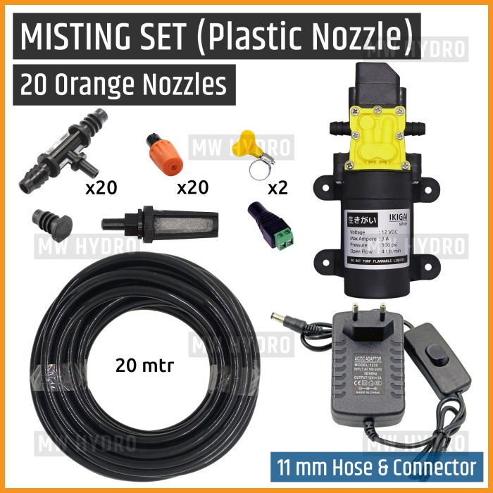Paket Misting / Micro Sprayer 20 Nozzle (Plastik), Selang 11 mm ...