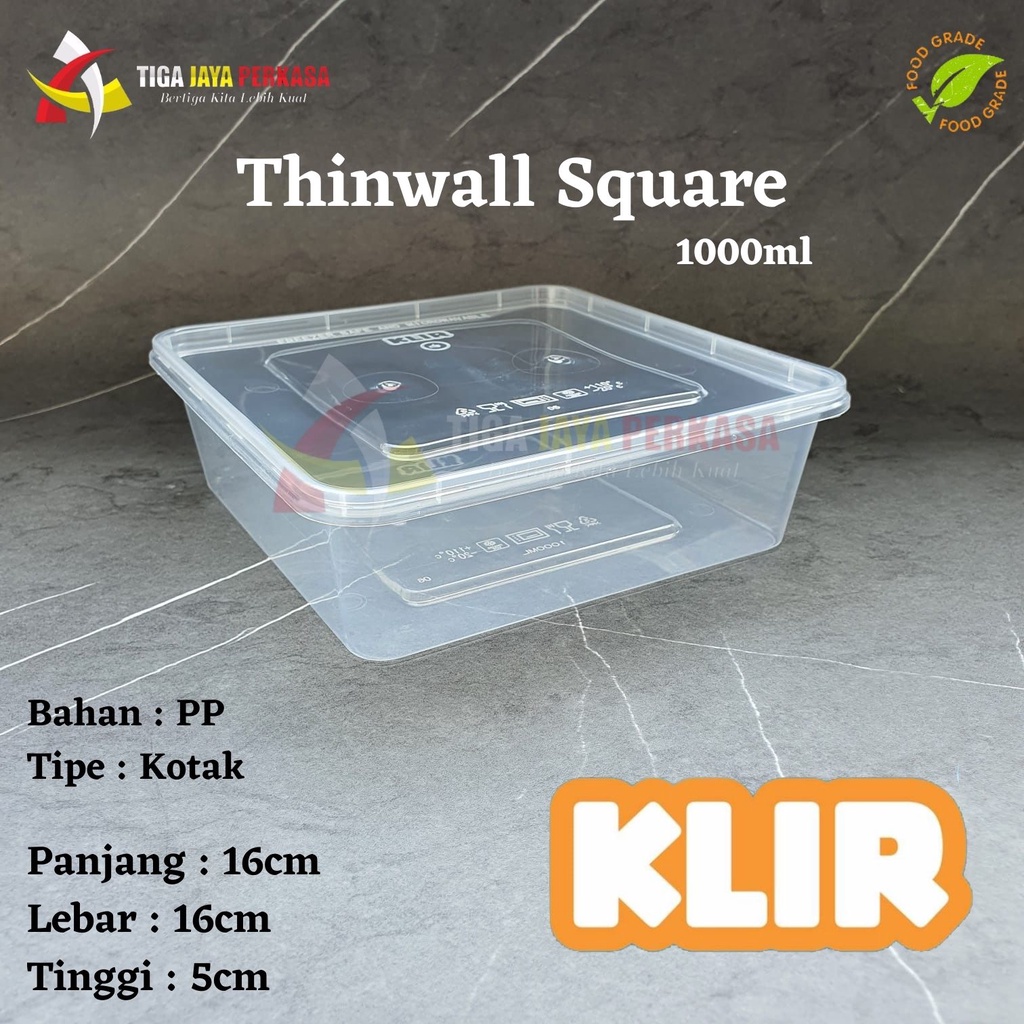 Thinwall Klir Square 1000 ml / Kotak 1000 ml / Thinwall Square 25pcs ... Thinwall Klir Square 1000 ml / Kotak 1000 ml / Thinwall Square 25pcs ...